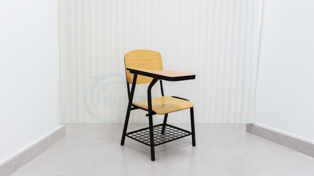 Hot Heavy Duty Student Table and Chairs College Writing Pad Chair Wood ...