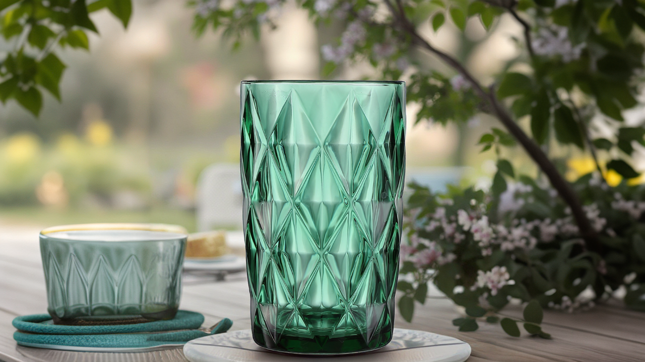 Wholesale 400ml Classic and Cute Green Pattern Glass Tumbler Water and ...